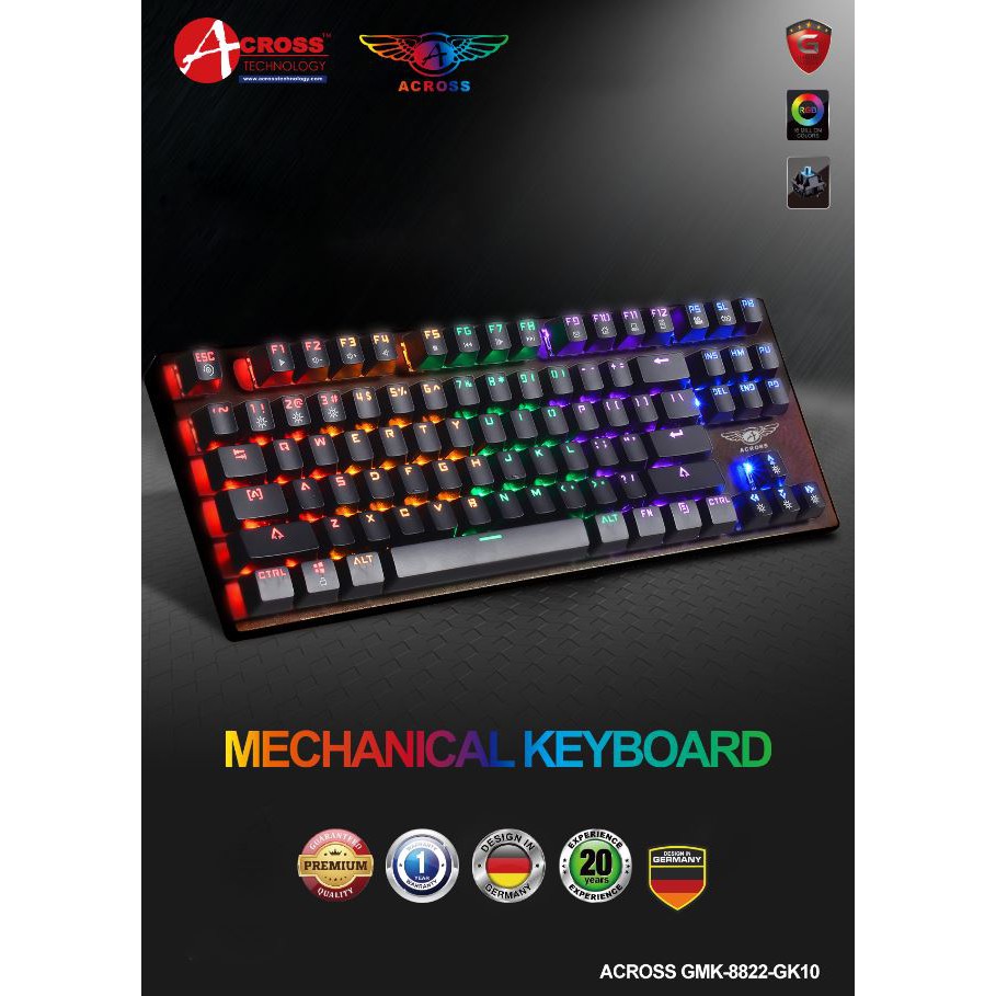 ACROSS GMK-8822-GK10 RGB BackLit Mechanical Gaming Keyboard Premium ...