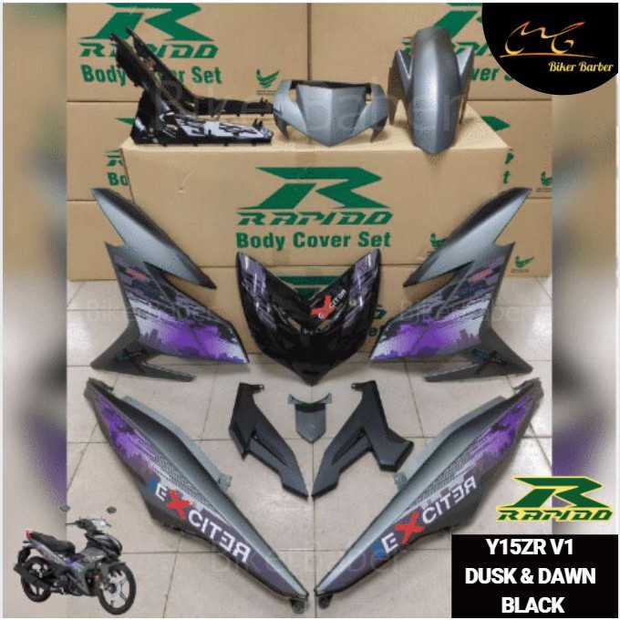 RAPIDO COVER SET Y15ZR V1/V2 DUSK & DAWN BLACK (STICKER TANAM/AIRBRUSH) | Shopee Philippines