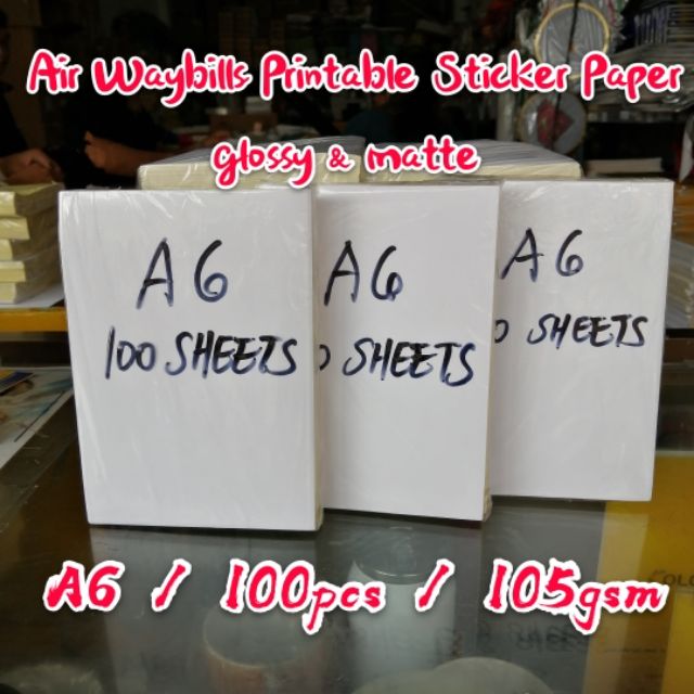 (100pcs)A6 Air Waybills Printable Sticker Paper 105gsm For Inkjet print ...