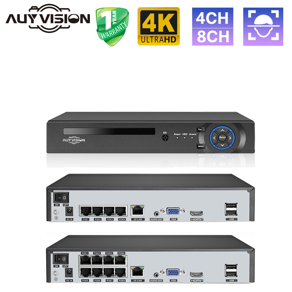 XMeye 4K 8CH POE NVR Support Face detection&replay H.265+ Onvif 1 SATA HDD 24/7 Recording ...