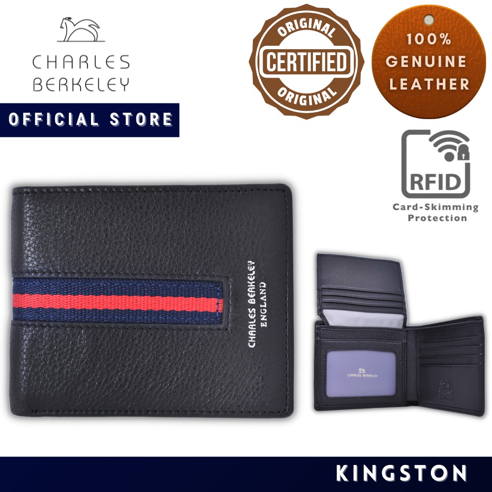 Charles Berkeley KINGSTON Men's Calf Leather Bi-Fold Wallet 12 Card ...