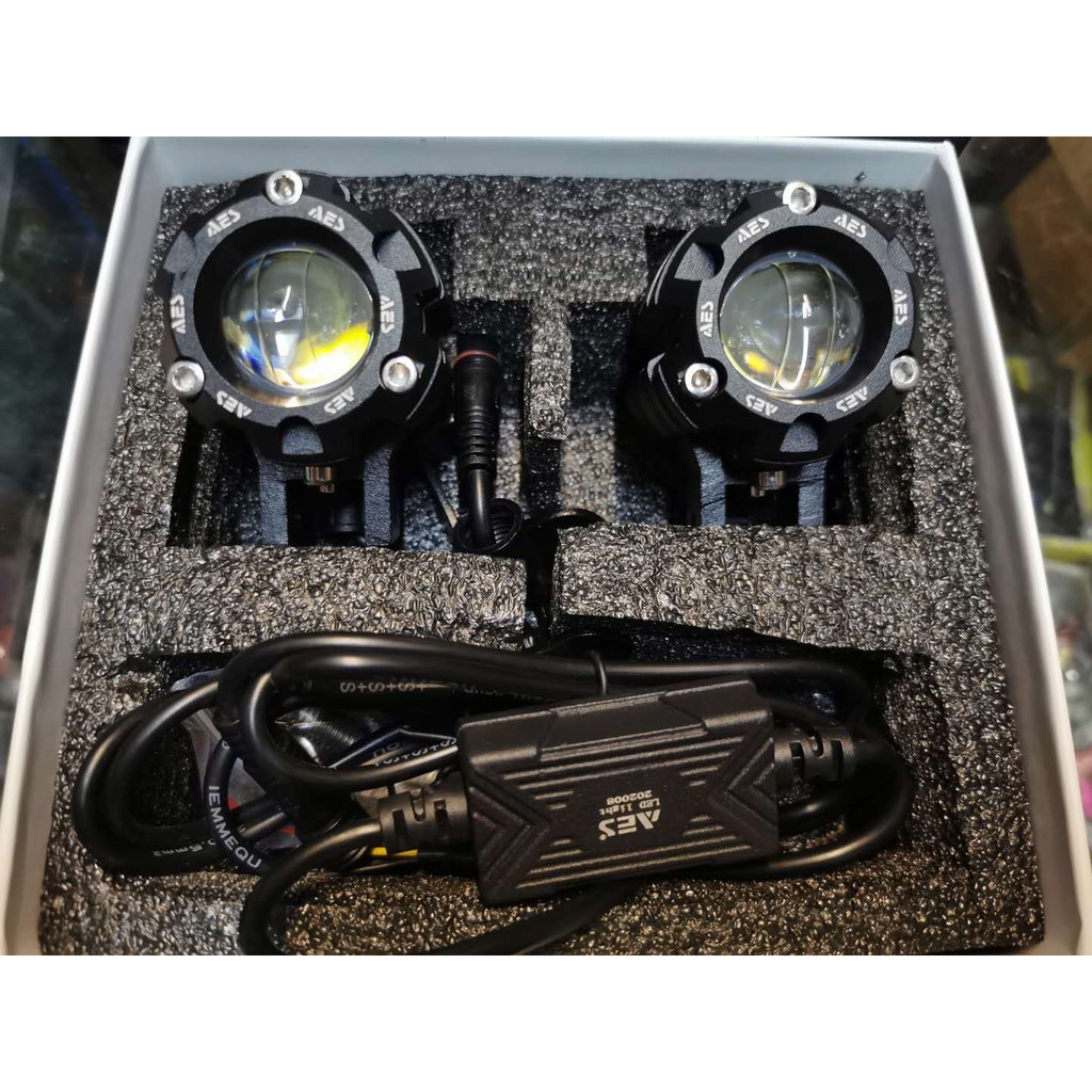 ORIGINAL AES POWERING MINI DRIVING LIGHTS V5 WHITE YELLOW | Shopee ...