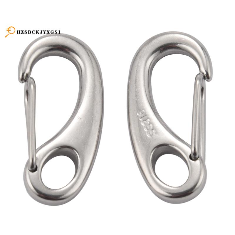 2PCS Boat Marine Stainless Steel Egg Shape Spring Snap Hook Clips Quick ...