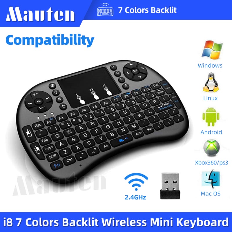 Mauten i8 2.4G Mini Wireless Keyboard with Touchpad Function 7 Colors ...
