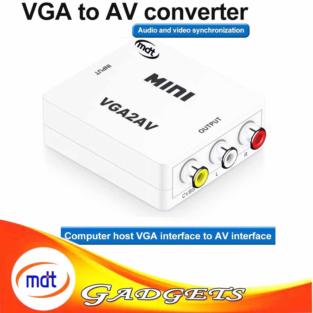 Mini HD VGA2AV Video Converter Box AV RCA CVBS to VGA Video HDTV ...