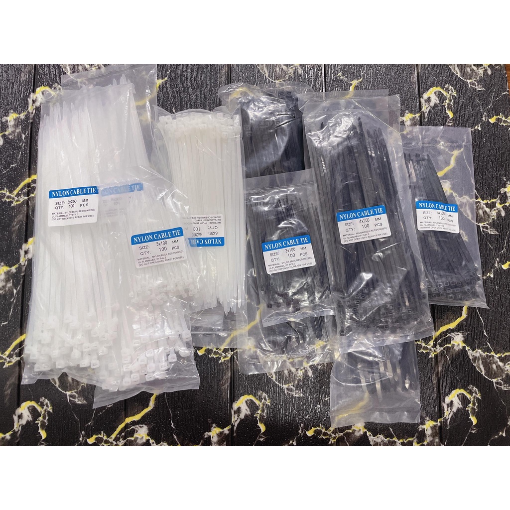 Nylon cable tie black/white 100pcs Wire Zip Tie Pengikat Kabel wayar ...