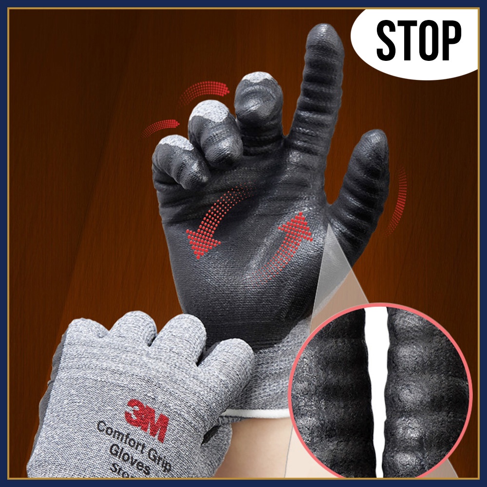 3M Comfort Grip Gloves 4 sizes(S M L XL) Fit/Air/Stop/Touch Nitrile ...