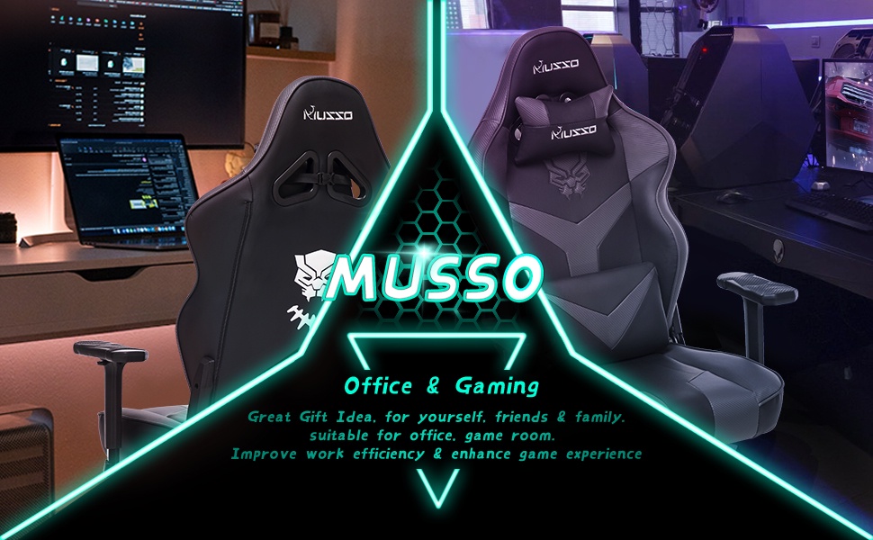 MUSSO Retro Series 249C Gaming Chair with Panther Embroidery Heavy Duty ...