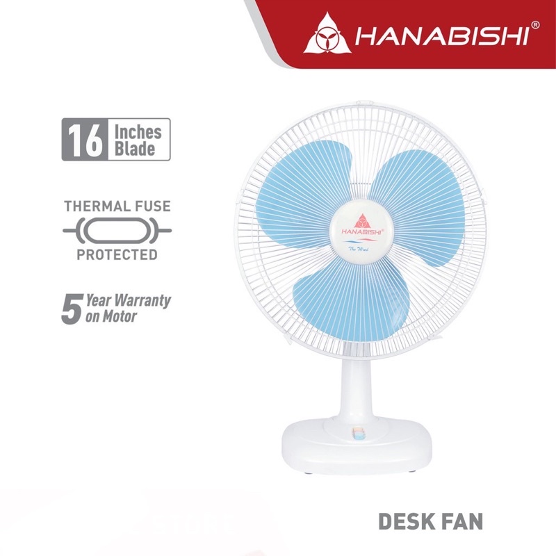Hanabishi Desk Fan 16 inches THEWIND-16T Low Noise Durable Electric Fan ...