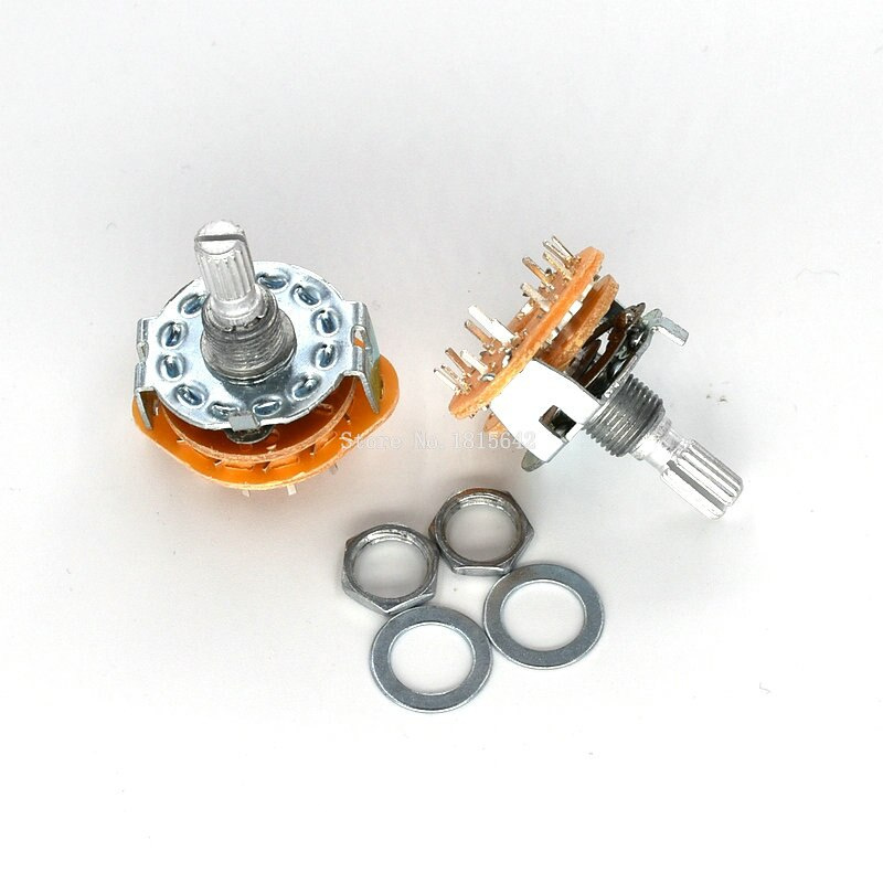 2PCS/LOT RS25 4P3T Potentiometer With Switch Shaft Panel Mount 4 Pole 3 ...
