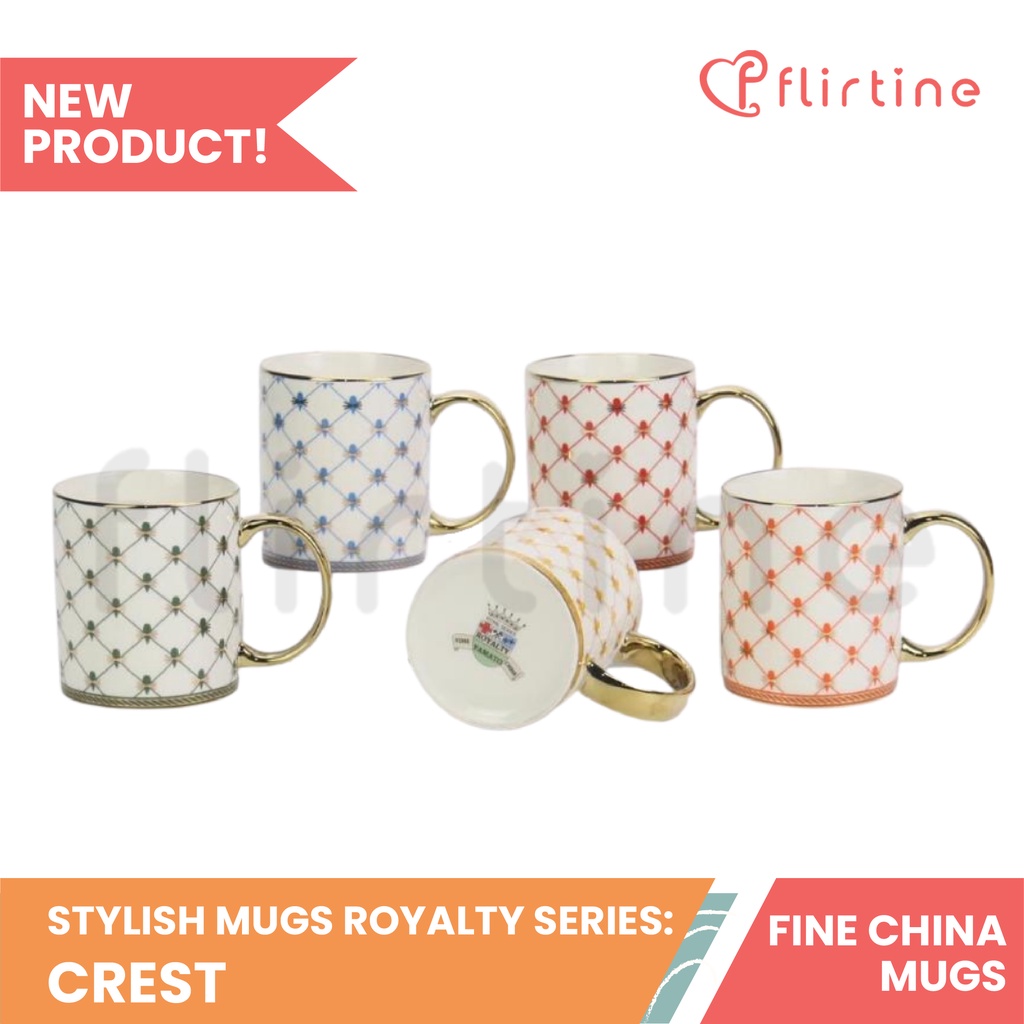 Stylish Mugs Royalty Series: Crest Fine China Mugs Set | Shopee Philippines