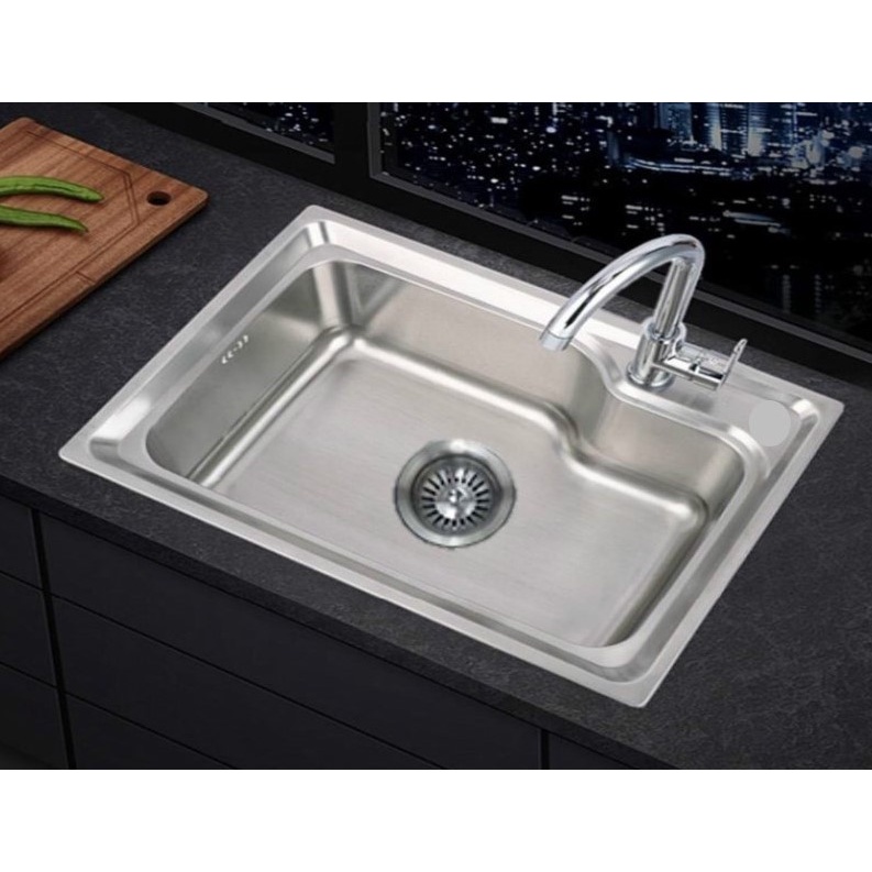 201 STAINLESS STEEL KITCHEN SINK WITH FREE STRAINER /SIZE 75CM*45CM ...