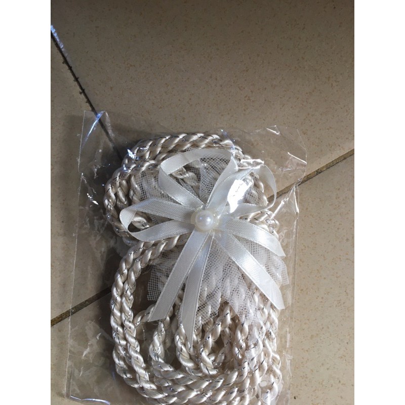 Wedding chord ( White/ Cream color/Beaded Rosary Chord) | Shopee ...