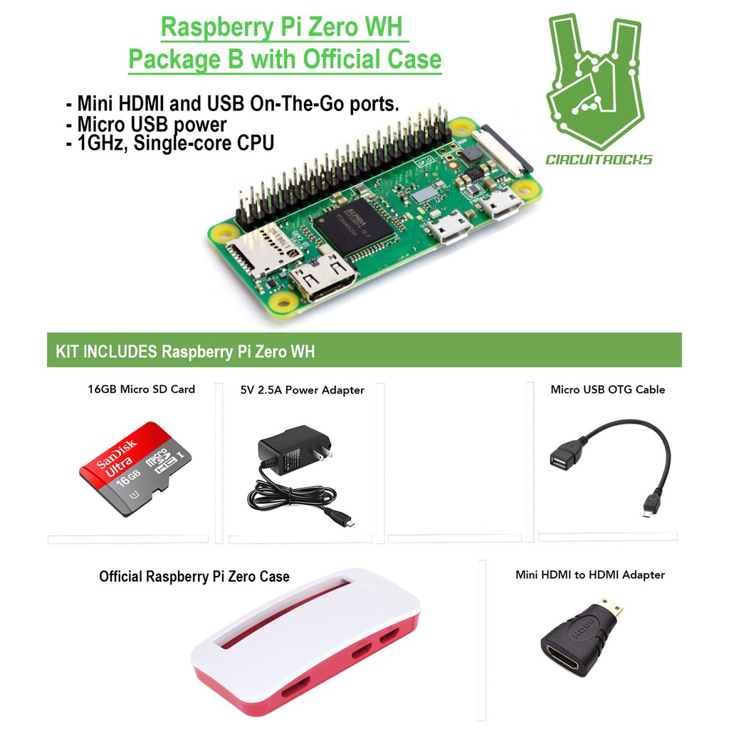 Circuitrocks Raspberry Pi Zero Wh Package B With Official Case | Shopee Philippines