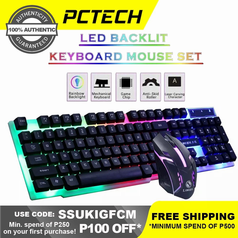 GTX300 Colorful LED Illuminated Backlight Ergonomic Gaming Keyboard USB ...