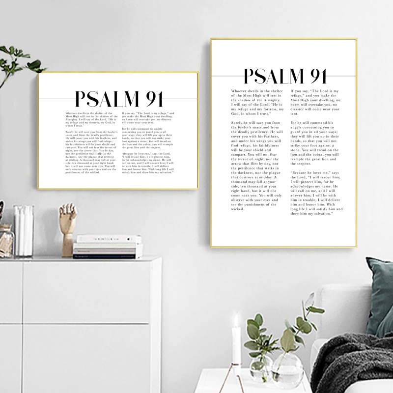 Psalm 91 Scripture Wall Art Canvas Painting Bible Verse Artwork For ...