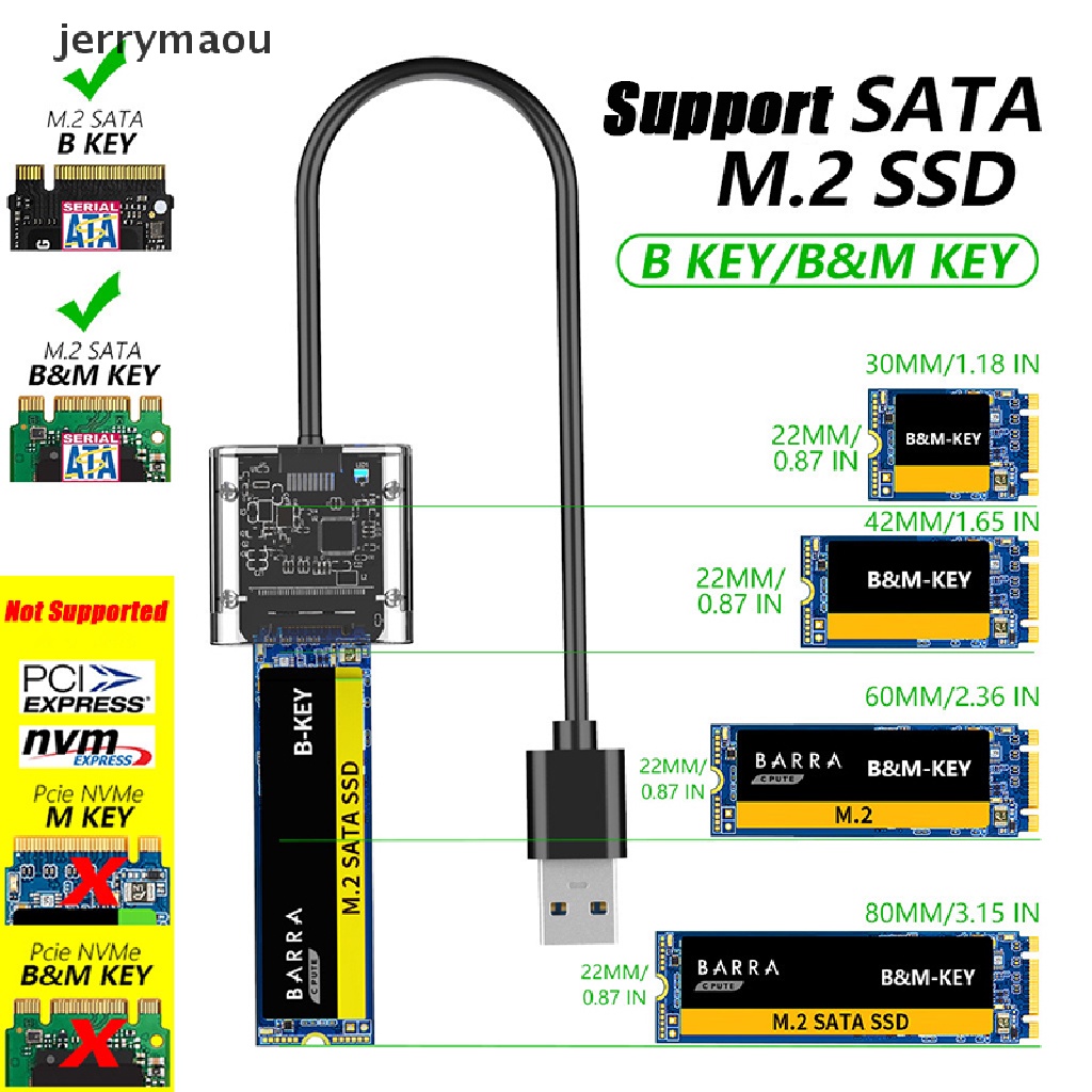 [JER] M2 SSD Case SATA Chassis M.2 To USB 3.0 SSD Adapter For NGFF SATA ...