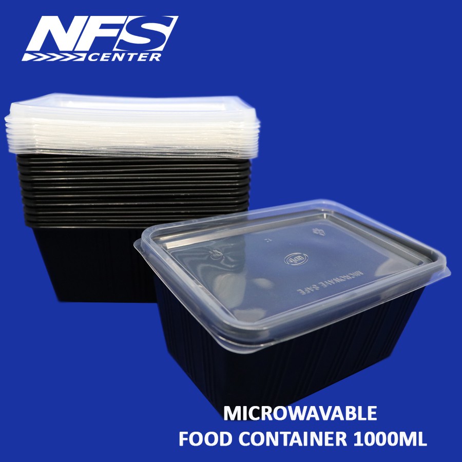 Microwavable Food Container 1000ml Rectangular Black 10pcs Food ...