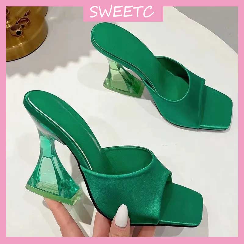 SWEETC Shoes for Women Plus Size 36-43 Fashion Square Toe Open Toe ...