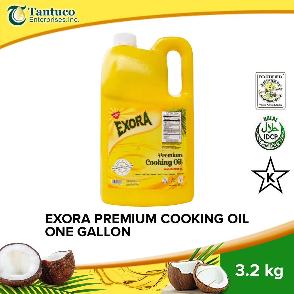 EXORA Premium Pure Coconut Cooking Oil 3.5 Liters (3.2kg) Gallon ...