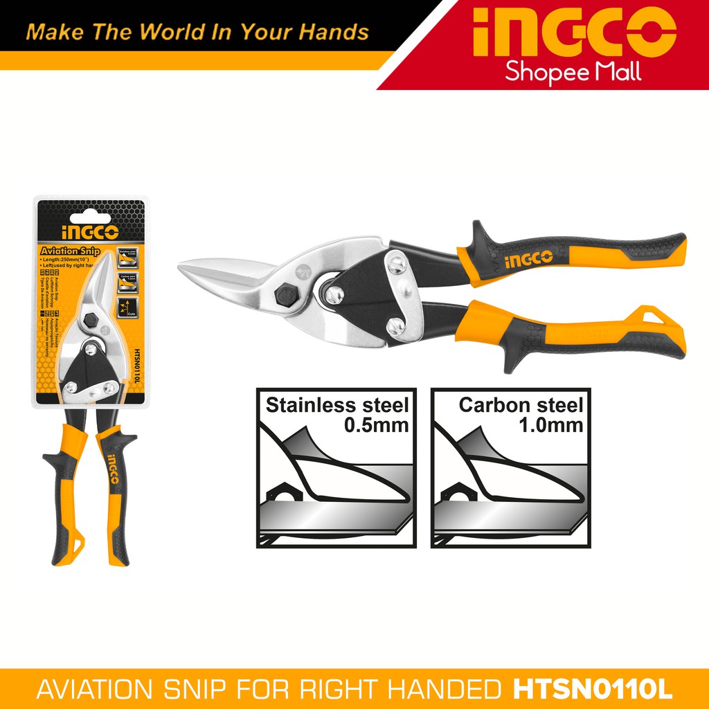 Ingco 10-Inch Aviation Snip Right HTSN0110R / Left HTSN0110L / Straight ...