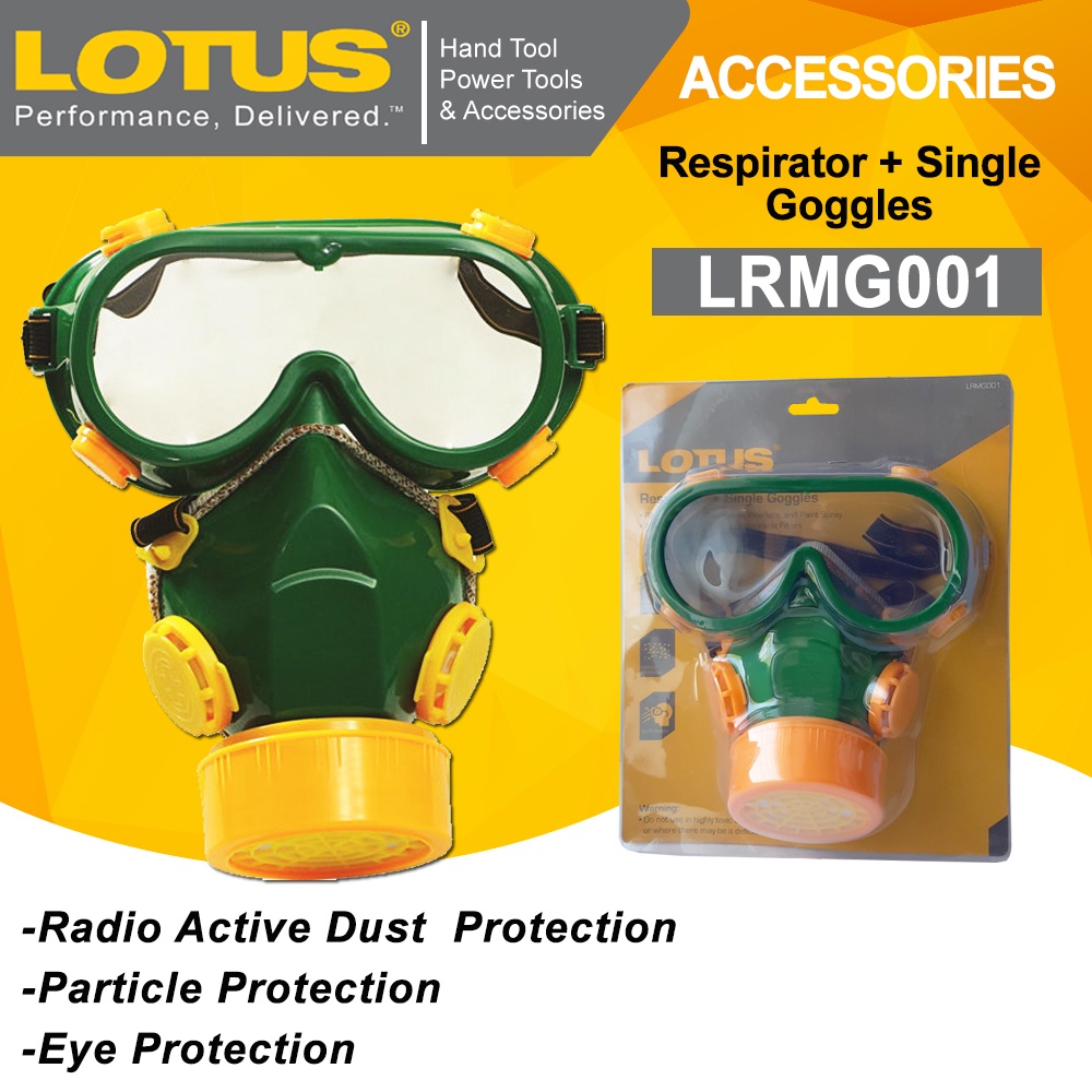 Lotus Respirator + Single Goggles LRMG001 Yellow/Black | Shopee Philippines