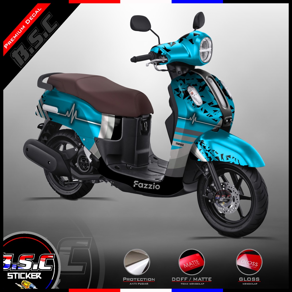 Yamaha Fazzio FULL BODY Decal Sticker Polygon DFG Blue Motif | Shopee ...