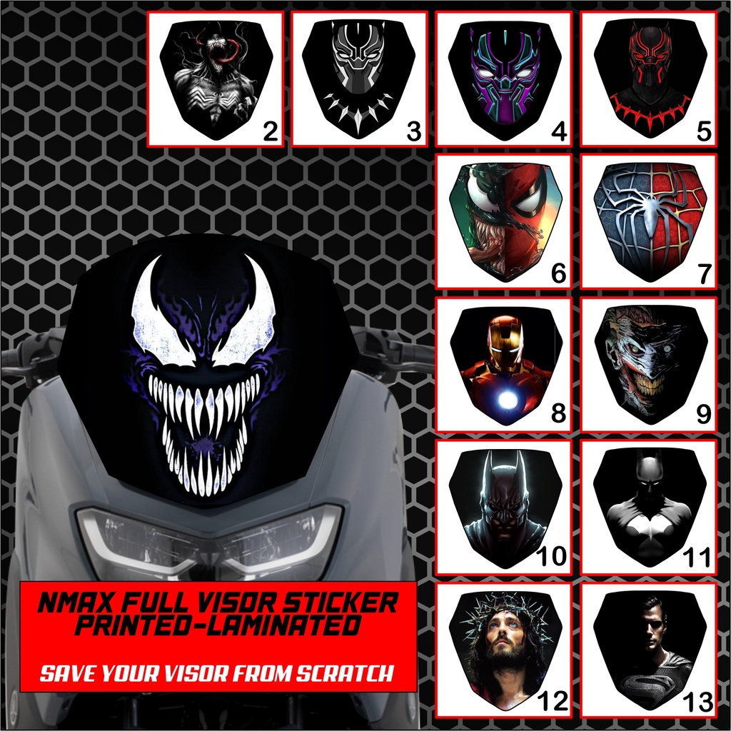 nmax v1 v2 visor sticker printed laminated glossy waterproof high ...