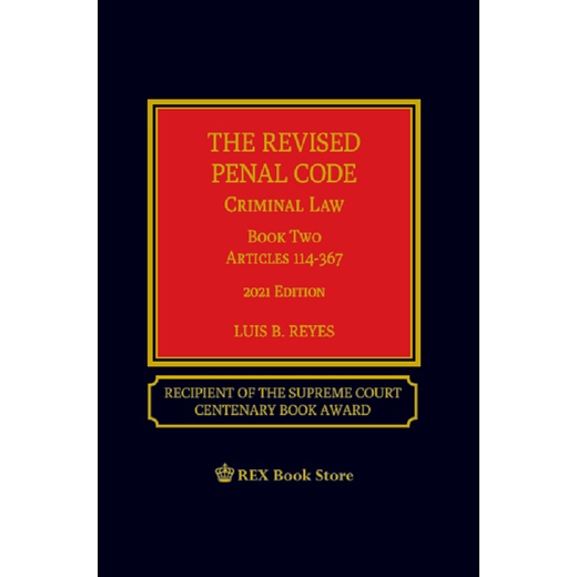 The Revised Penal Code Book II by Reyes (2021 Edition) Cloth Bound ...