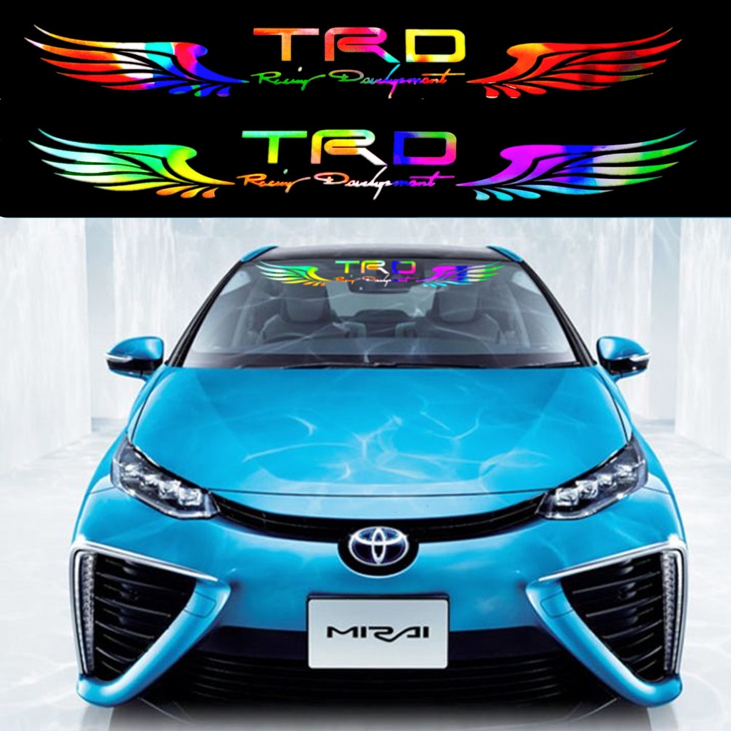 TRD Windshield Stickers TOYOTA Rainbow Waterproof Front Rear Windscreen ...