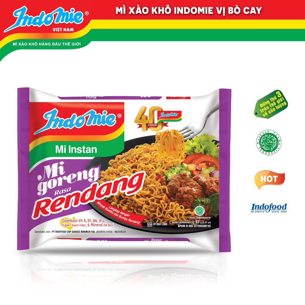 Spicy Beef Flavor Dry Stir-fried Noodles/ 40 packs/ Indomie Dry Stir ...