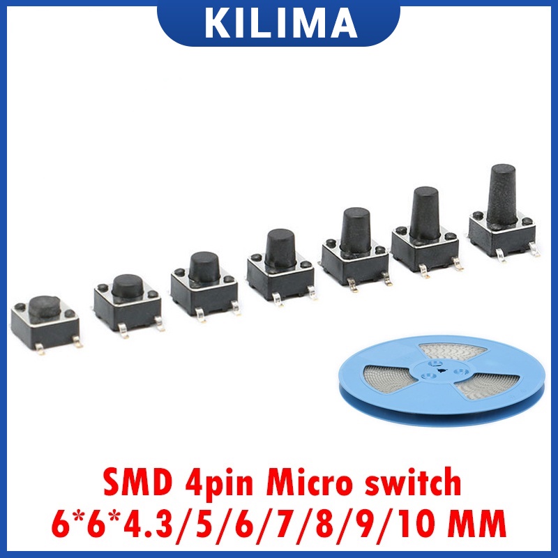 100Pcs PCB Tactile Tact Mini Push Button Switch SMD 4pin Micro Switch 6 ...