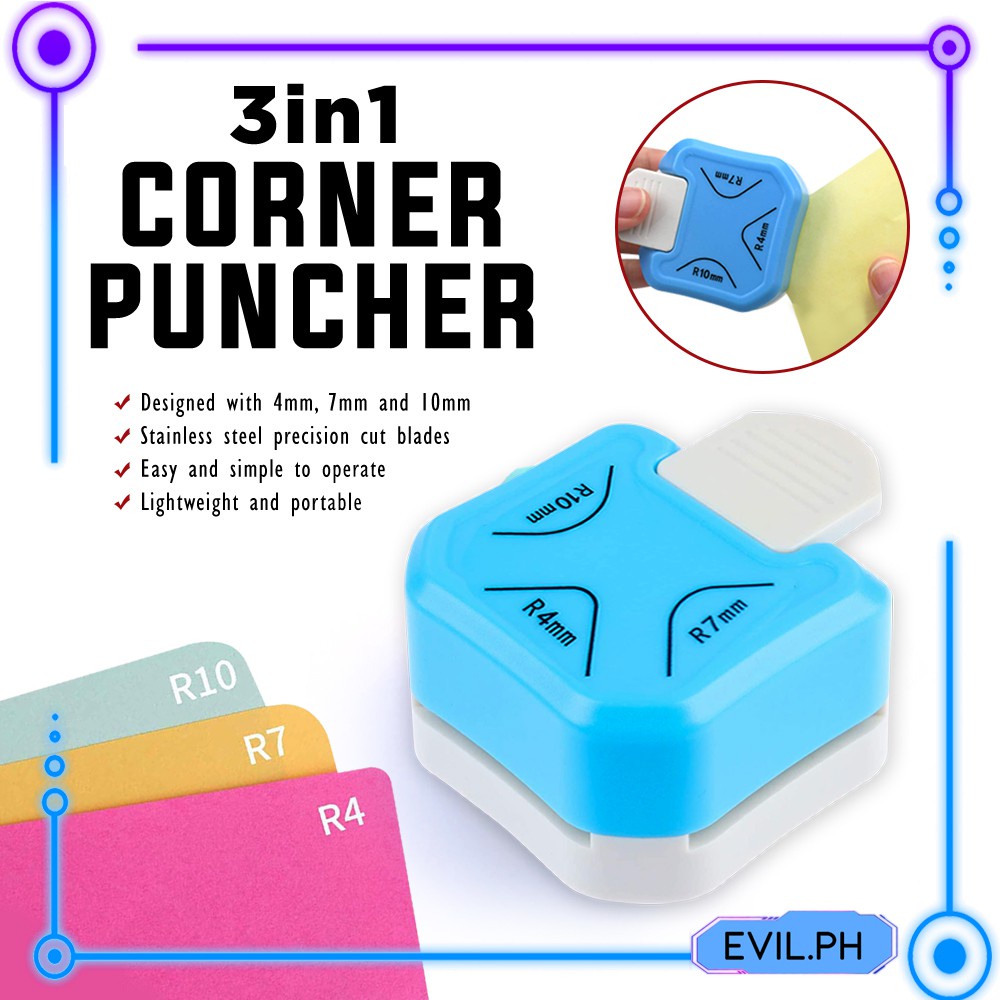 3IN1 R4 mm / R7 mm / R10 mm Round Corner puncher Trimmer Puncher for ...