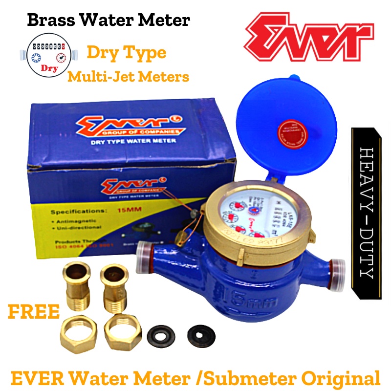 VORSC Brass Water Meter 15mm Heavy Duty Sub Meter Digital Original ...