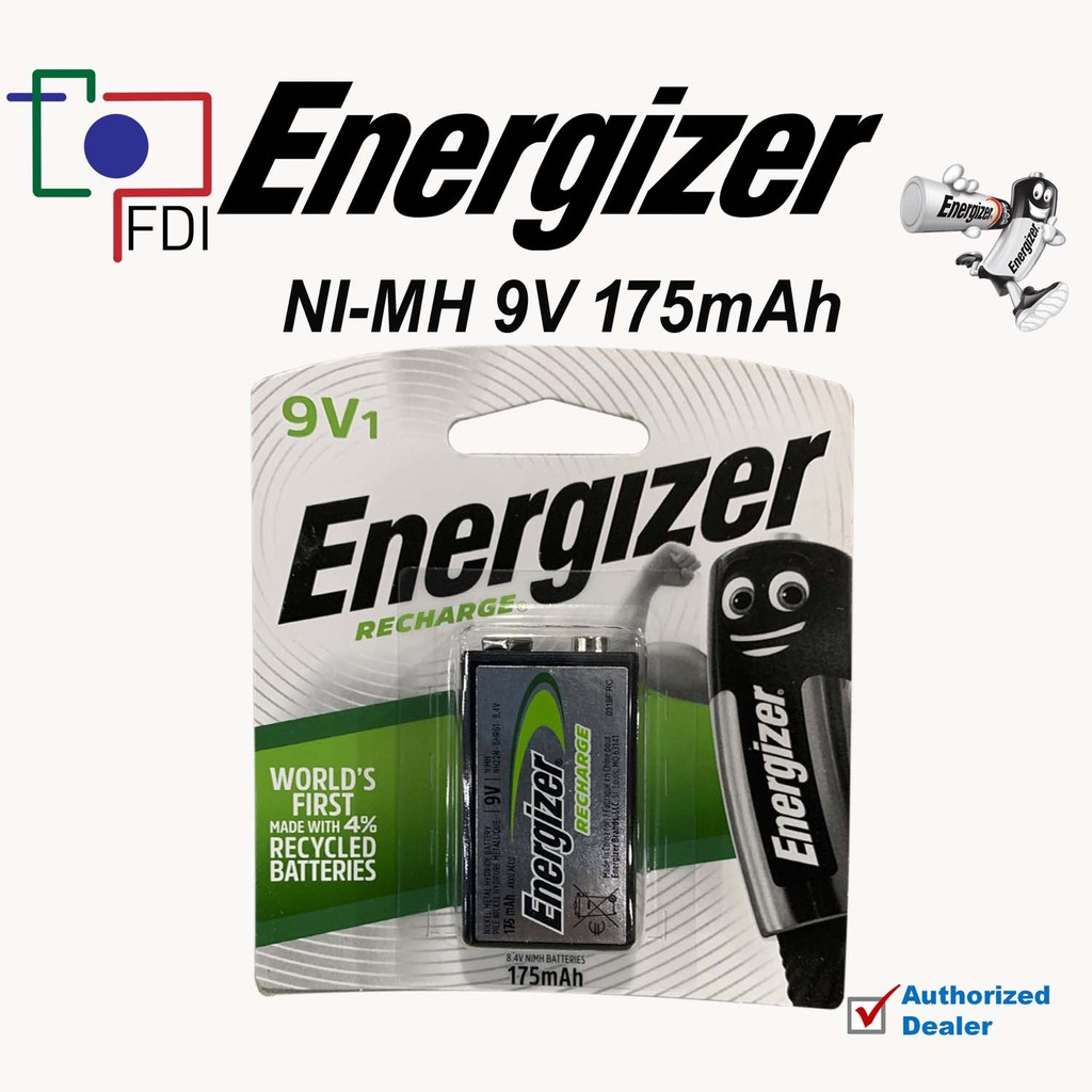 Energizer Rechargable Battery Size 9V 9v 9 volts 175 mAh 100% ORIGINAL ...