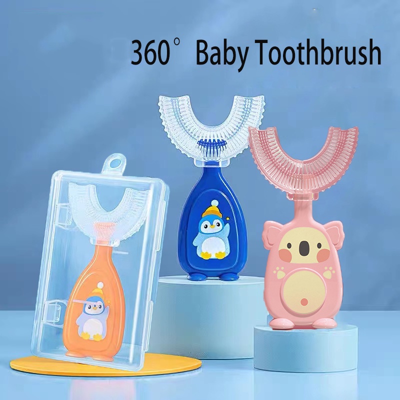 2-12 Years Old Children's U-Shaped Silicone Toothbrush 360 ° Baby Oral ...
