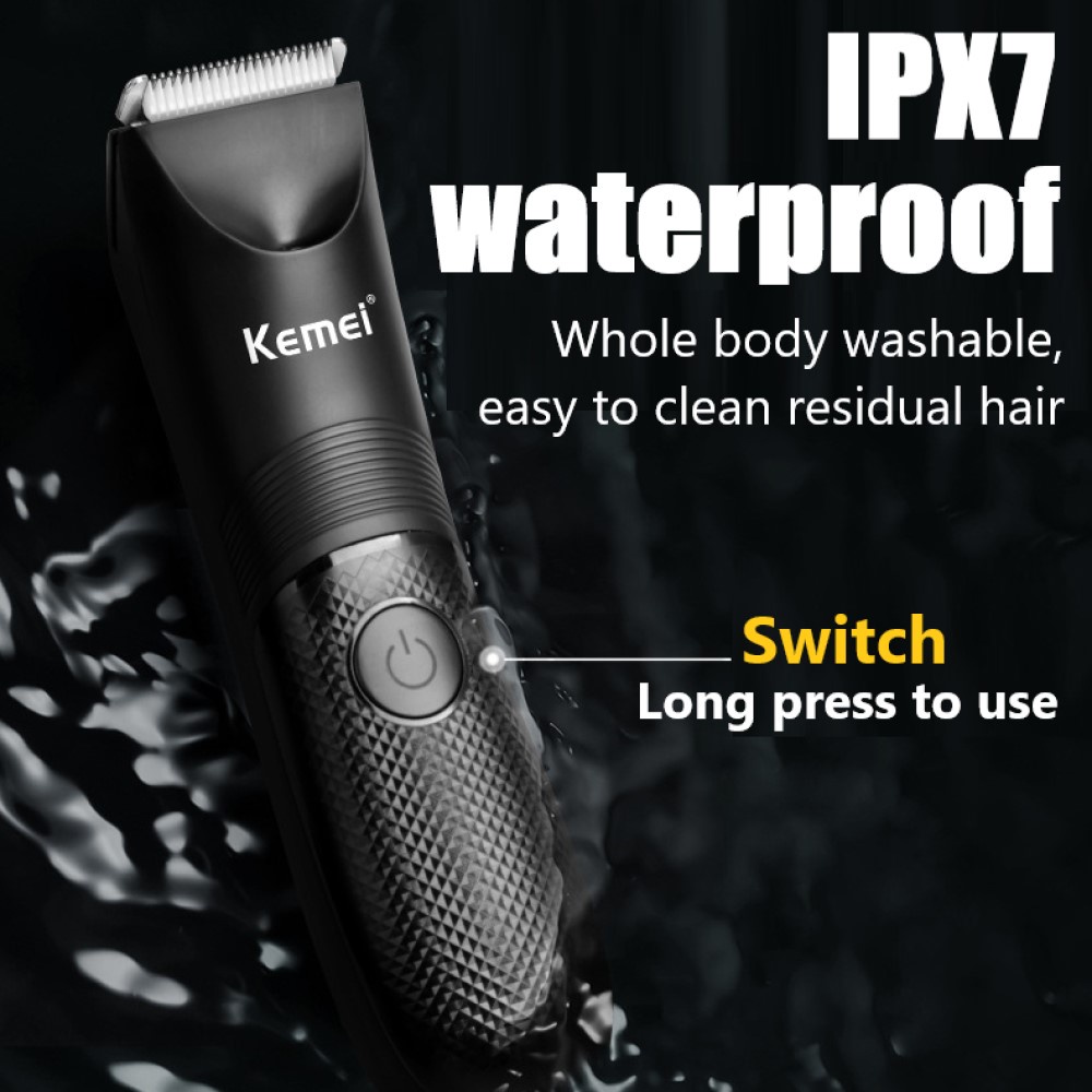 Kemei KM-1838 Groin Area Hair Trimmer Waterproof Wet Dry Clippers Pubic Armpit Body Hair Razor ...