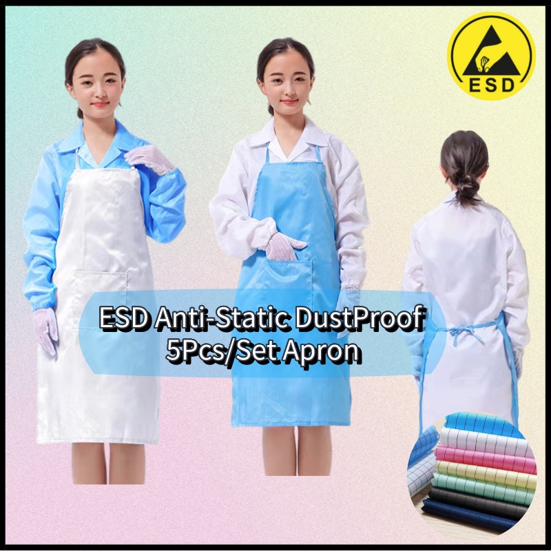 ESD Apron Anti-Static Antistatic Dust-Proof Protection Apron For Electronic Factory Clean Room ...