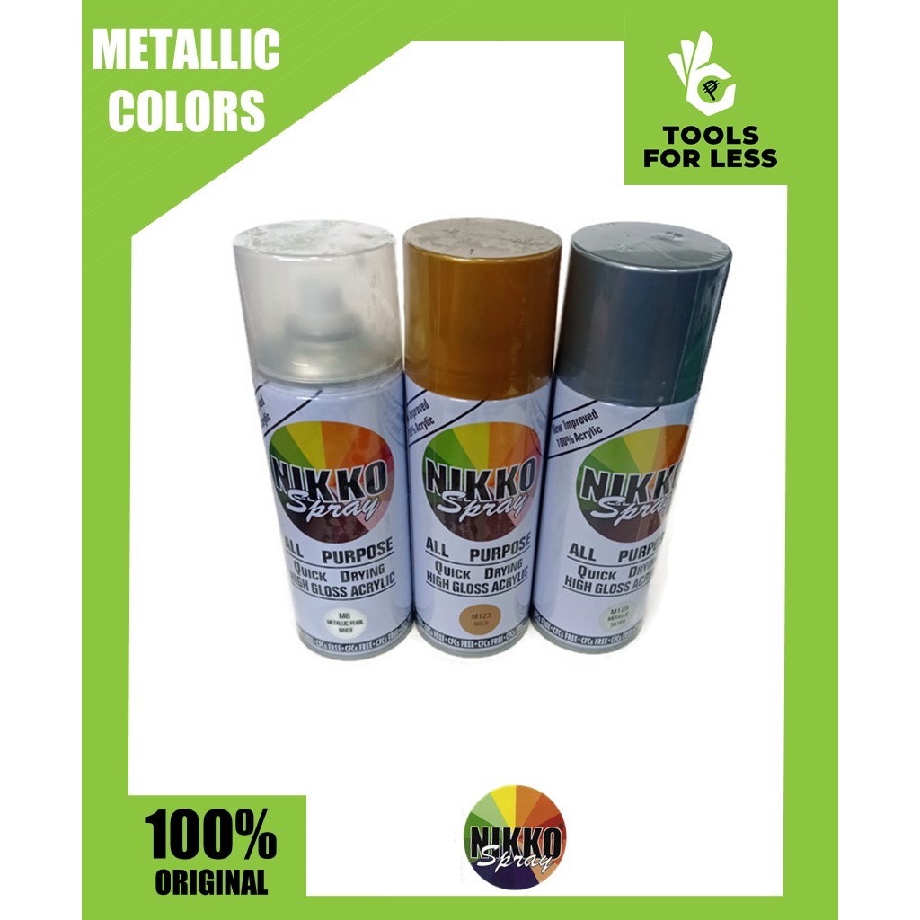 Nikko Metallic Finish (Gold, Silver, Pearl White & Ash Gray) Spray ...