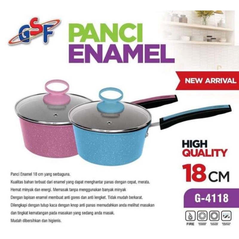 Gsf Pot 4118 Enamel Pot Pink Color Pot Blue Milk Pot Glass Lid | Shopee ...