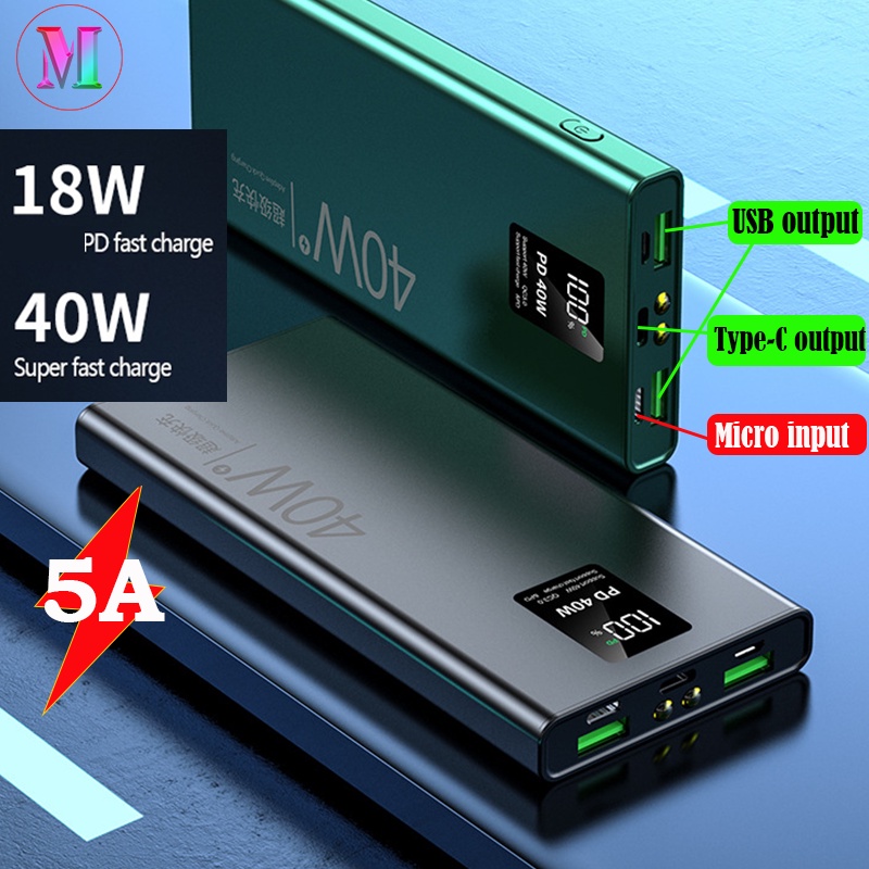 Original 30000mah Powerbank 5.0A Fast charging Power bank 3 Output 40W ...