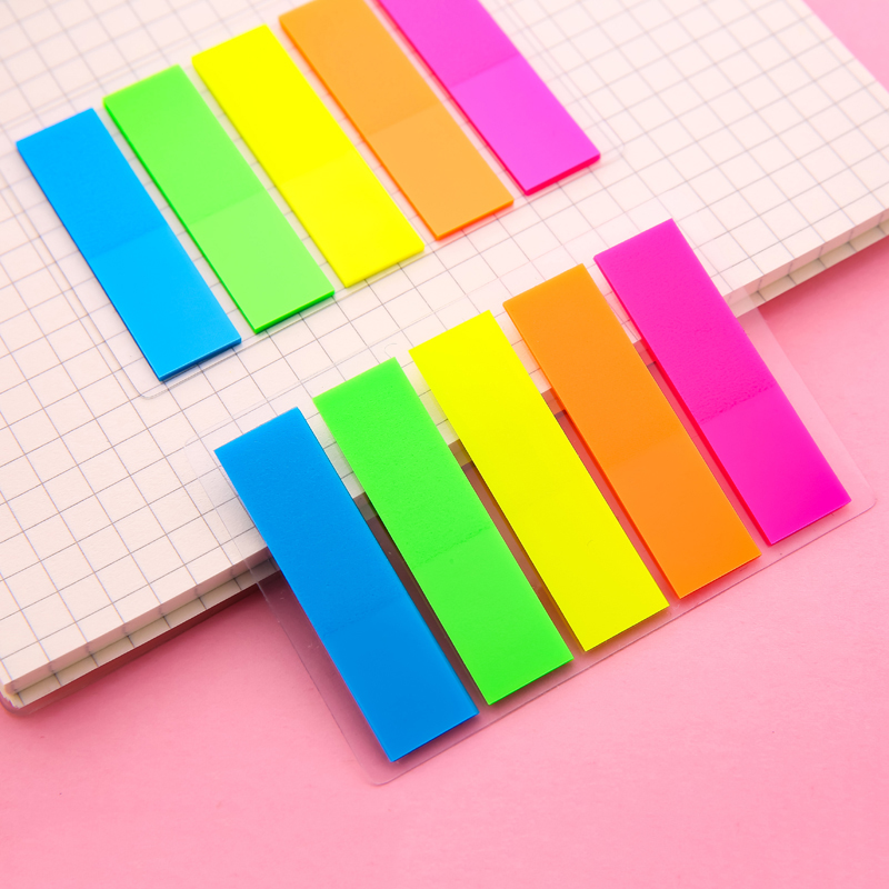 5 Colors*20 Sheets Fluorescent Color Transparent Index Sticky Note ...