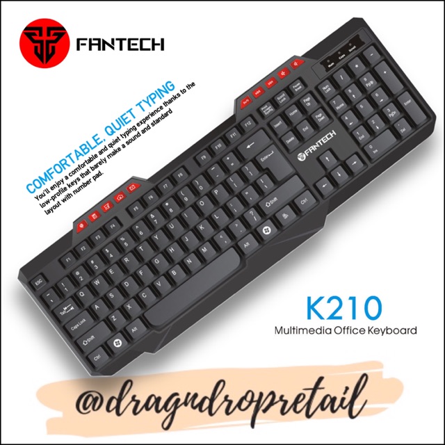 Fantech K210 USB Multimedia Office Keyboard - Black | Shopee Philippines