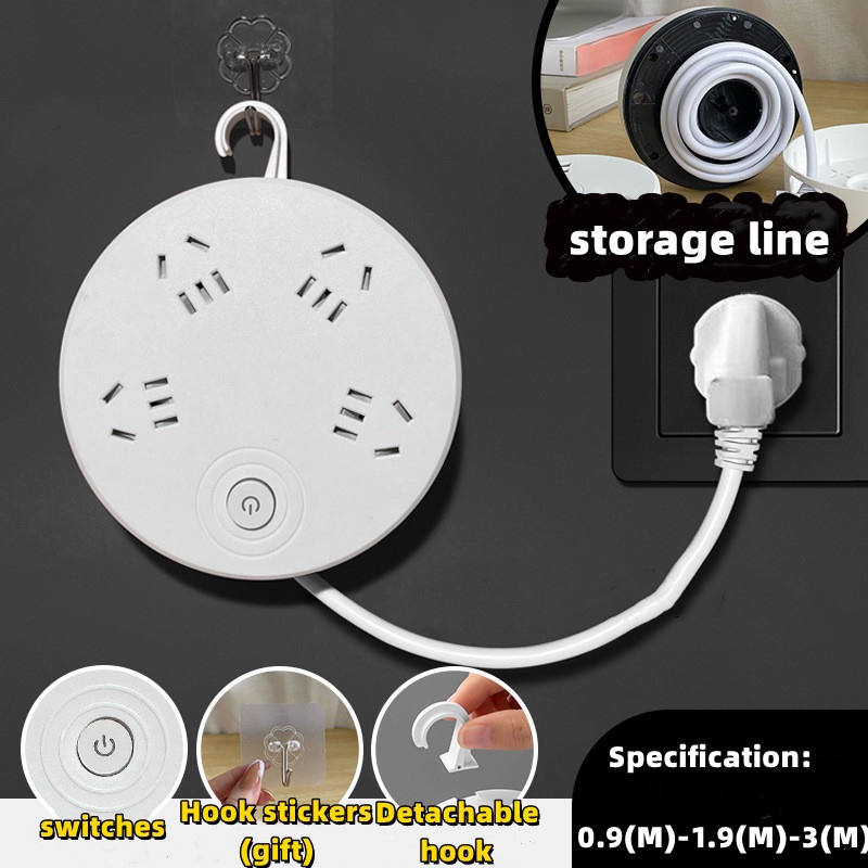 Retractable cable socket three-pronged smart USB with retractable ...