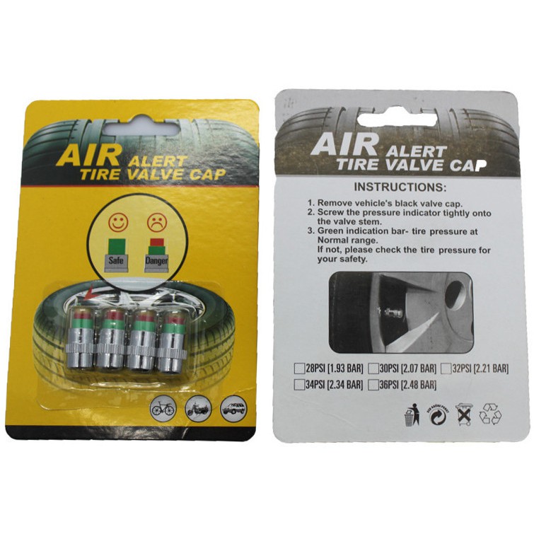 Set of 4 tire valve mounting buttons to warn of car tire pressure ...