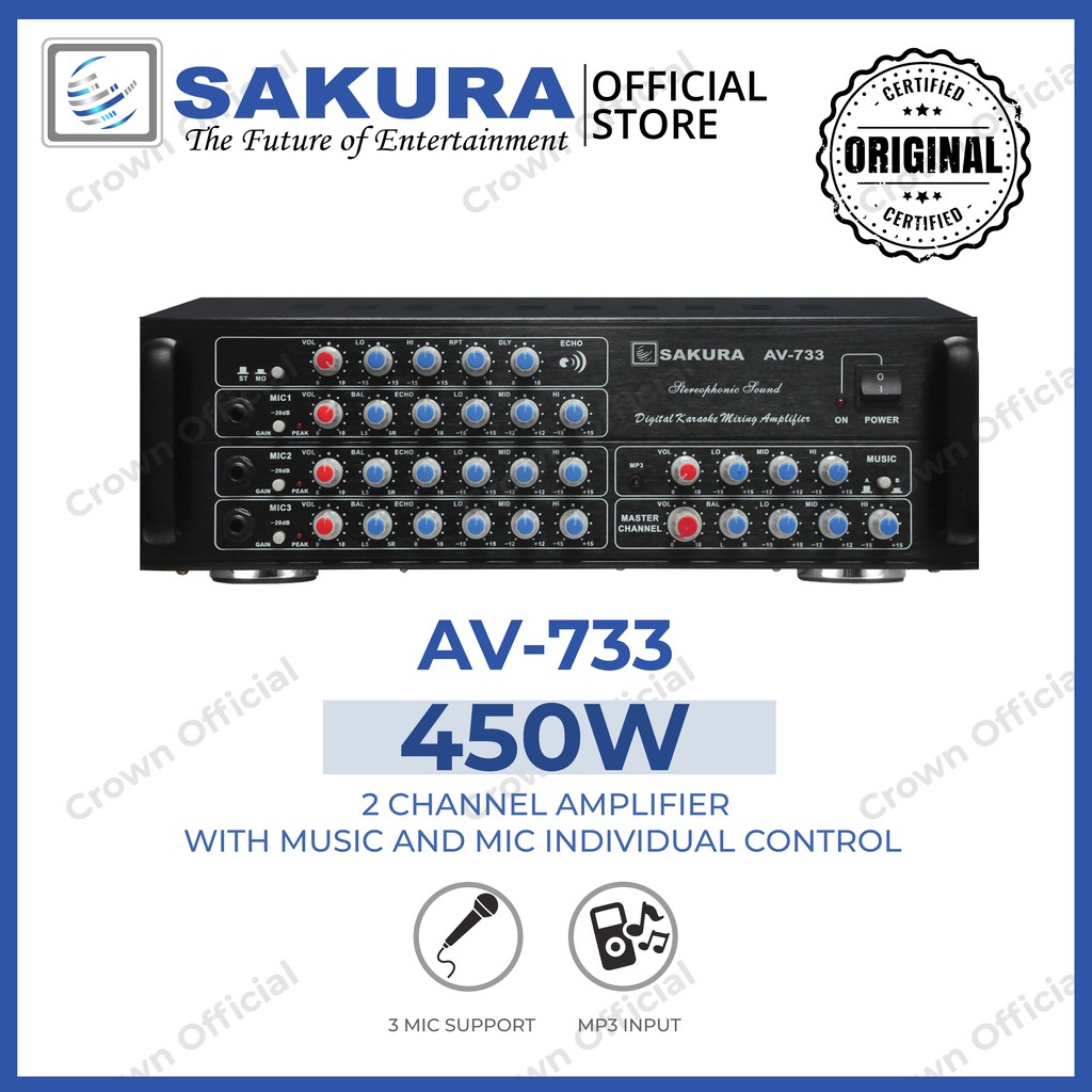 SAKURA AV-733 450Wx2 2 CHANNEL MIXING AMPLIFIER | Shopee Philippines