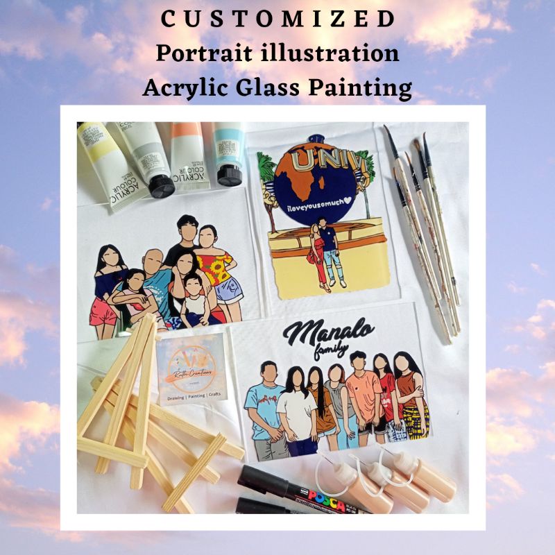 Acrylic Glass Painting | 6 x 6 inches | Portrait illustration ...