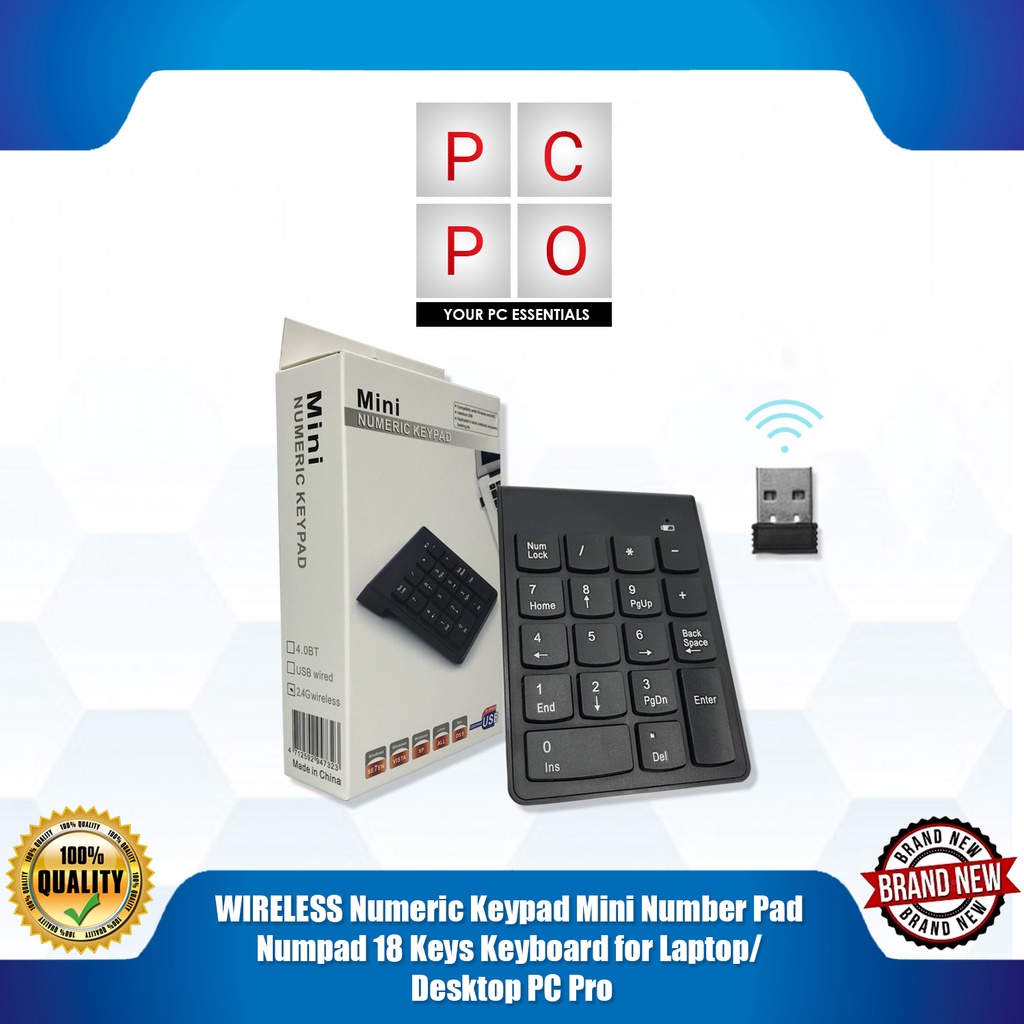WIRELESS Numeric Keypad Mini Number Pad Numpad 18 Keys Keyboard for Laptop/ Desktop PC Pro ...