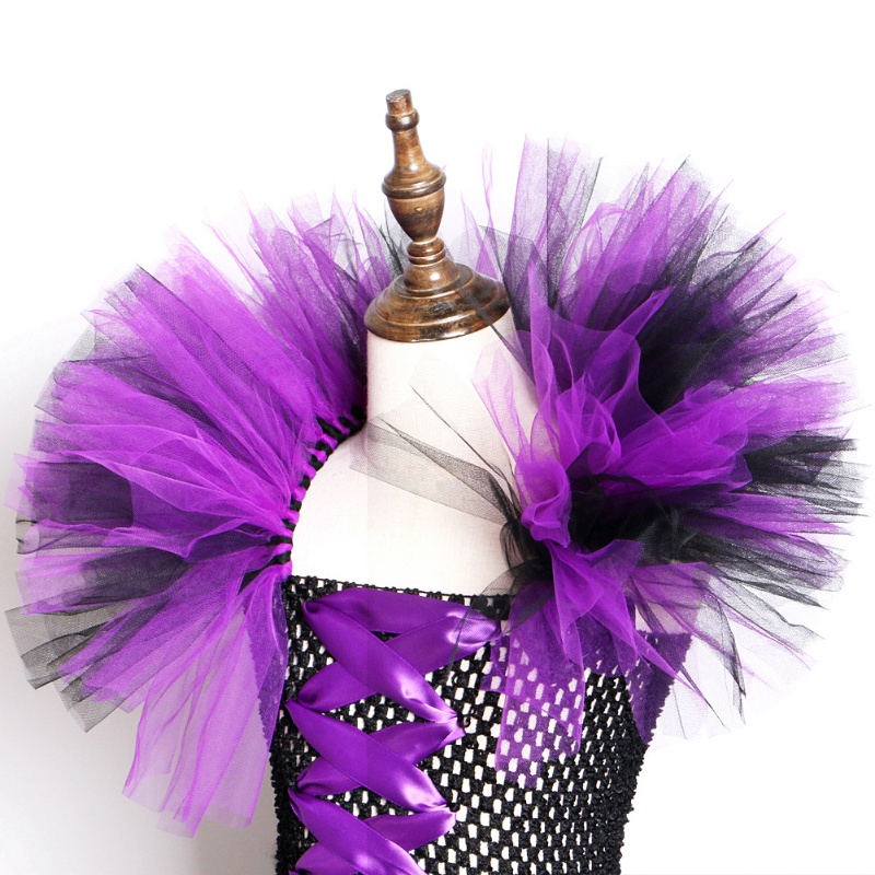 Maleficent Halloween Costume Dress Deluxe Girls Fancy Christening Black ...
