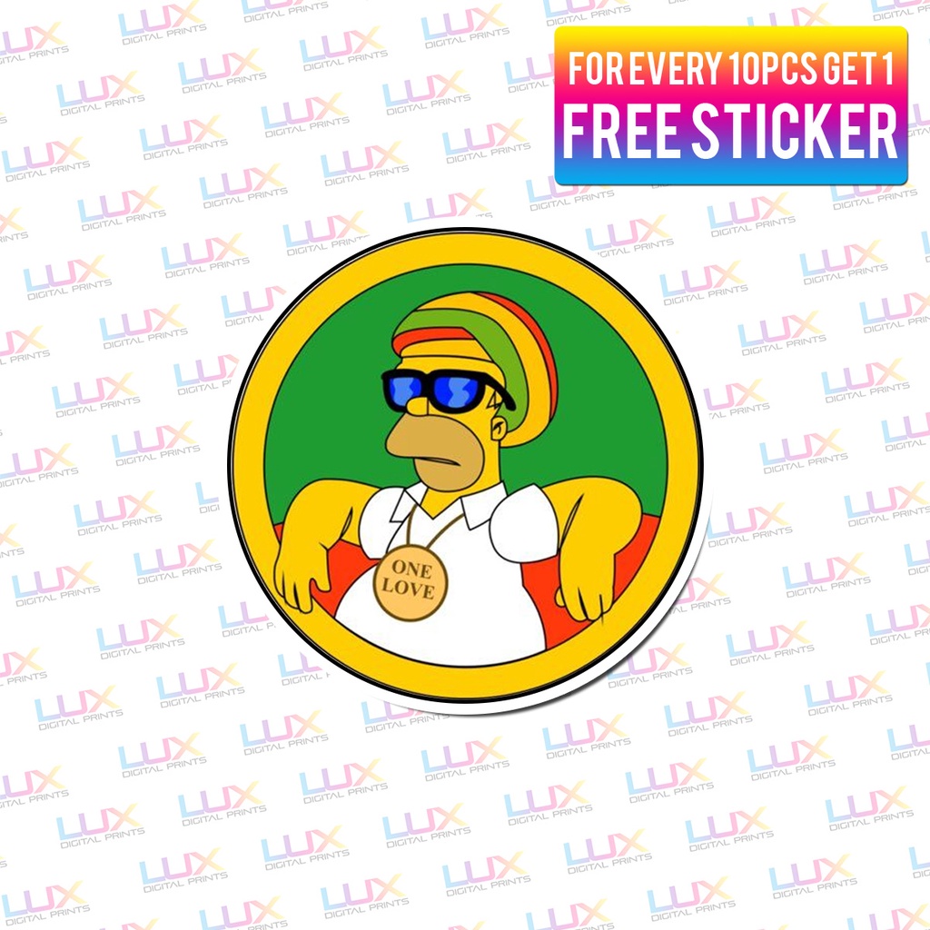 HOMER SIMPSON RASTA REGGAE laminated sticker | Shopee Philippines